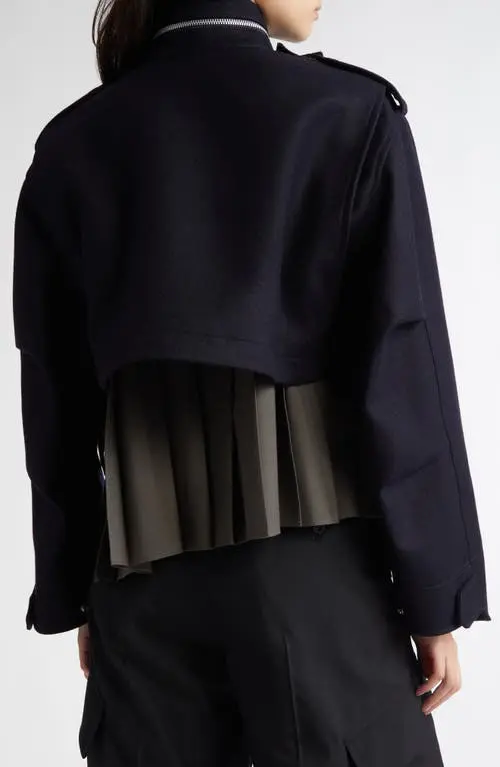M*c様 sacai 19-02044M Wool Melton Cropped Sacai Melton' Cropped Jacket In Black - 13% Off | Editorialist
